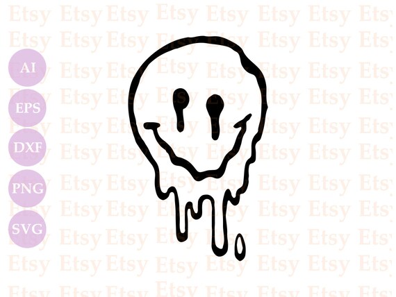Drippy Drip Smiley Smile Face Svgsvg Filedrippy Face Etsy