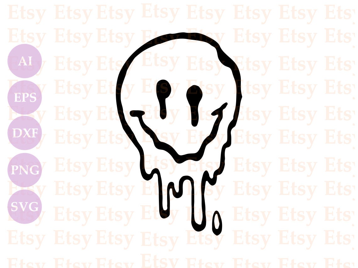 Drippy Drip Smiley Smile Face SVGsvg filedrippy face | Etsy