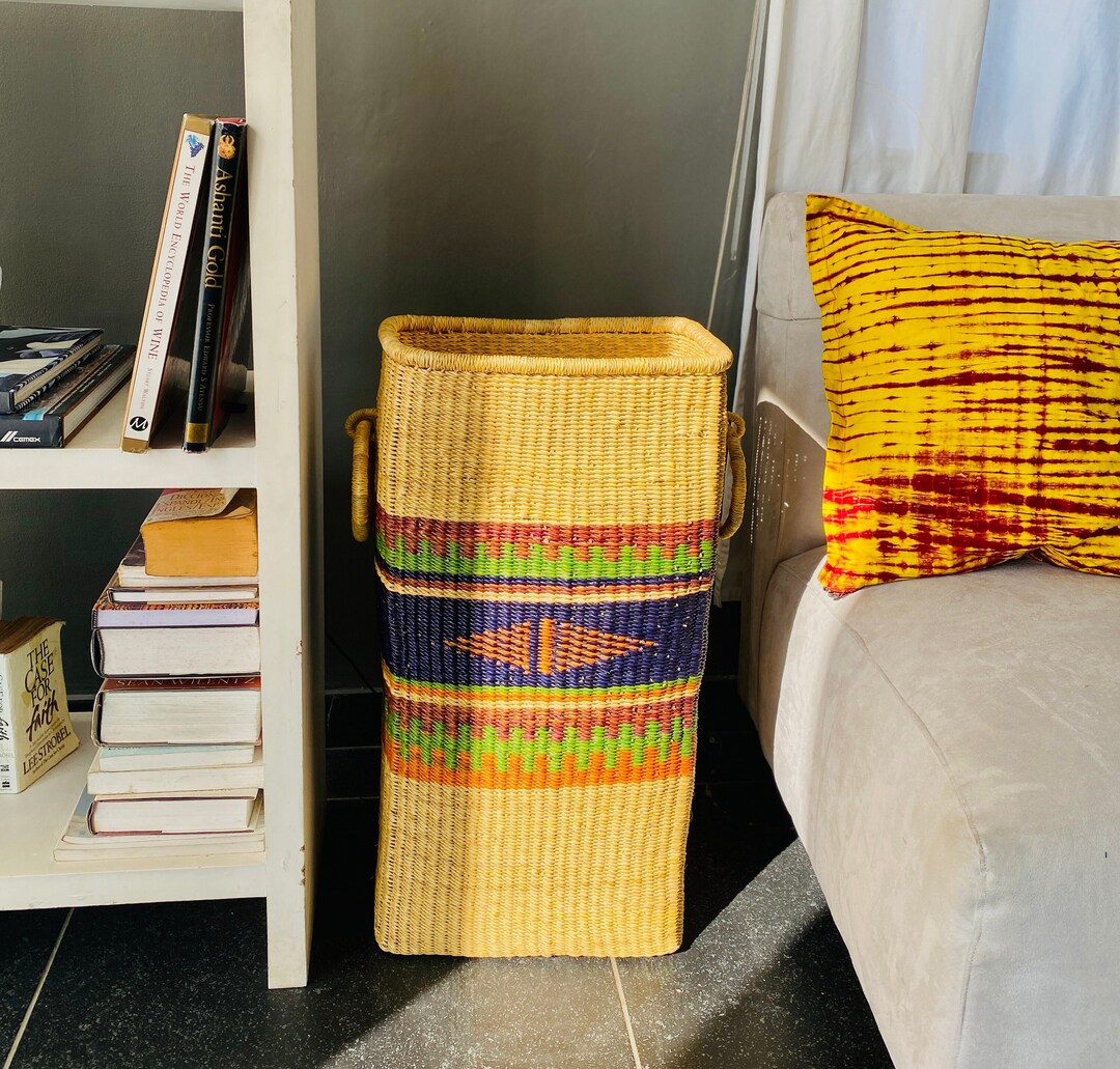 Baba Rectangular Woven Basket, Storage Basket, Woven Hamper, African ...