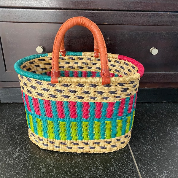 African Basket, Woven Basket, Home Decor Basket, Bolga Basket, - Etsy