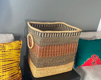 African Rectangular Woven Basket - Etsy