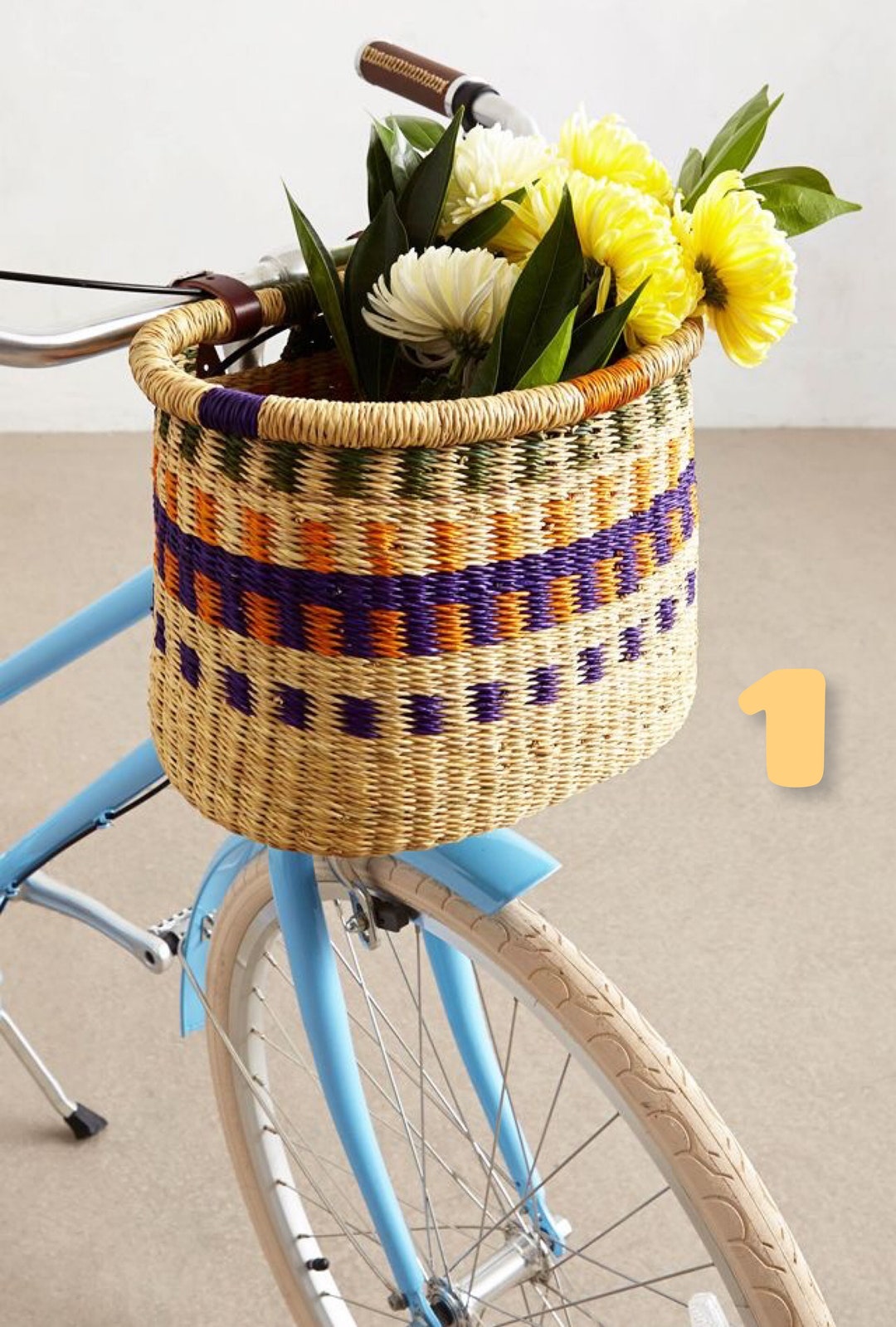 Woven Bicycle Basket, African Basket for Bicycle, Woven Bike Net, Bolga ...