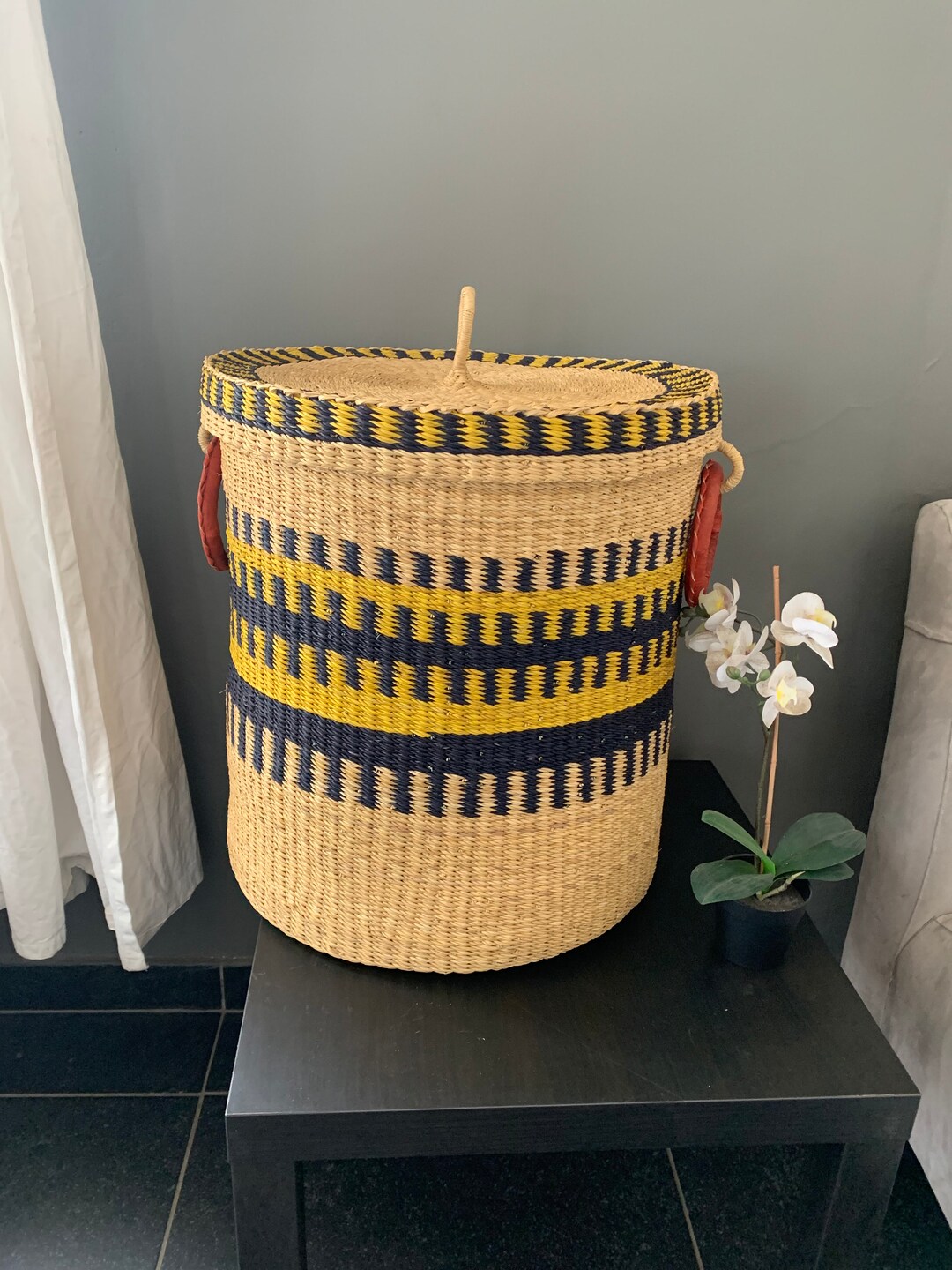 Laundry Basket With Lid, Woven Basket, African Storage Basket, Natural ...