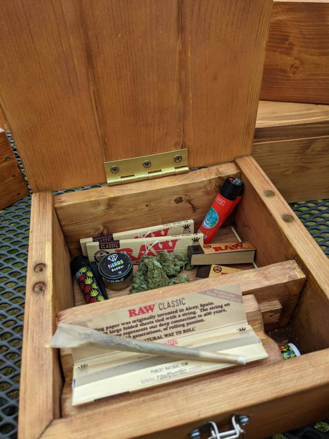 Rolling Chest Stash Box With Rolling Tray, Hand Crafted Stash Box ...