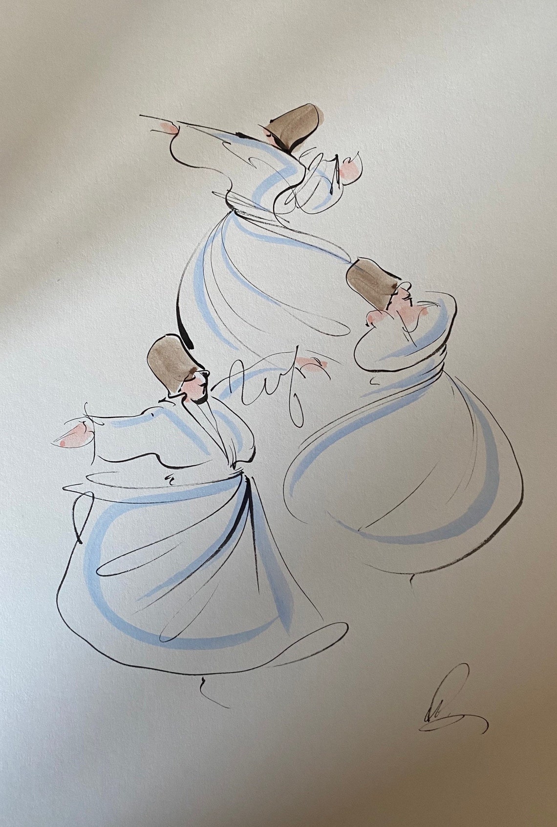 Handmade Whirling Dervish Art: Sufi Mystic Painting, Wall Decor - Etsy