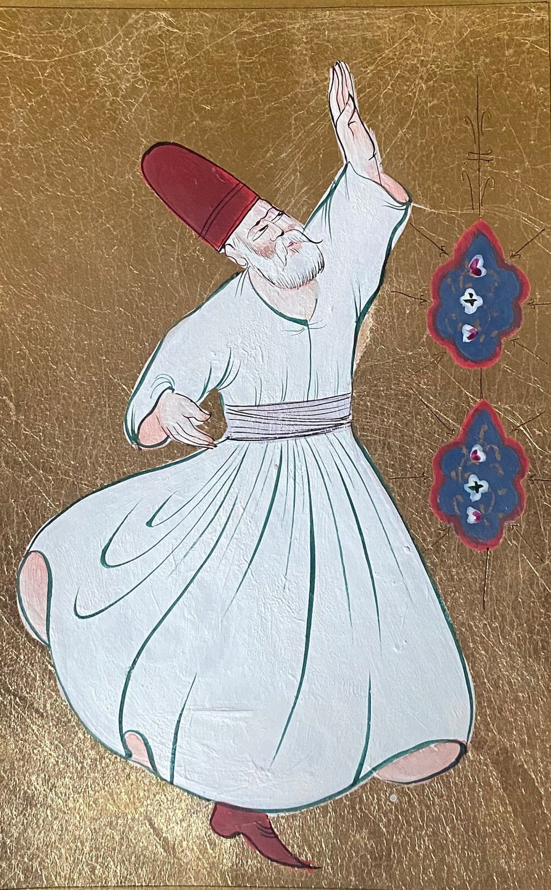 Handmade Whirling Dervish Art With Gold Leaf , Sufi Mystic Art, Dervish ...