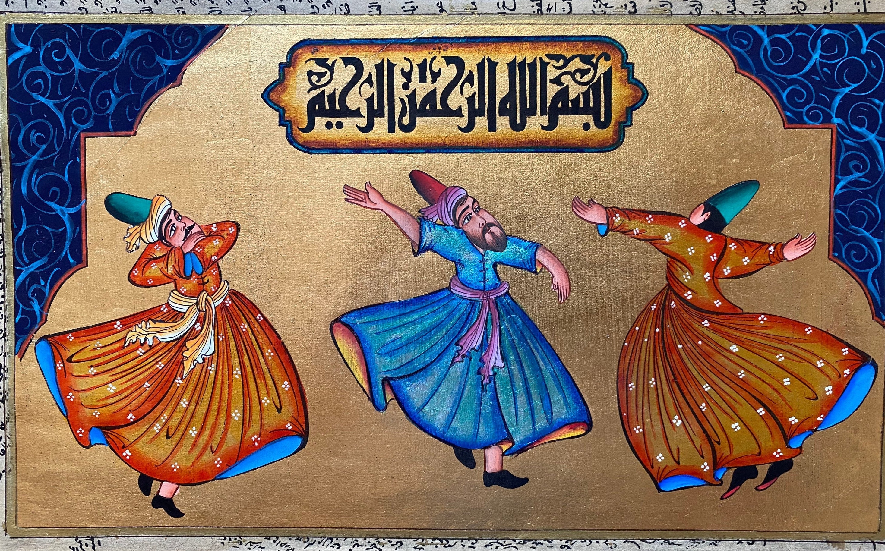 Handmade Whirling Dervish Art: Sufi Painting With Gold Leaf - Etsy Denmark
