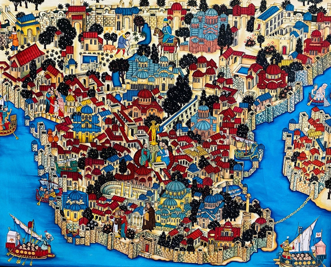 Handmade Ottoman Miniature Painting /map of Byzantine Constantinople - Etsy