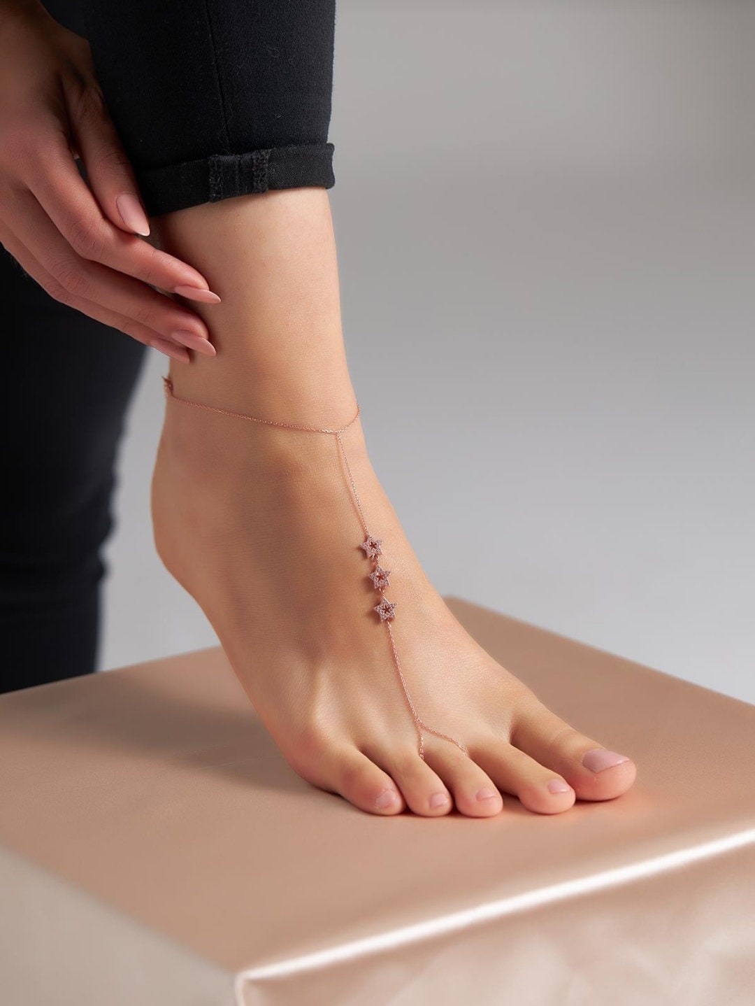 Sterling Silver Star Anklet / Silver Star Ankle Bracelet / Celestial ...