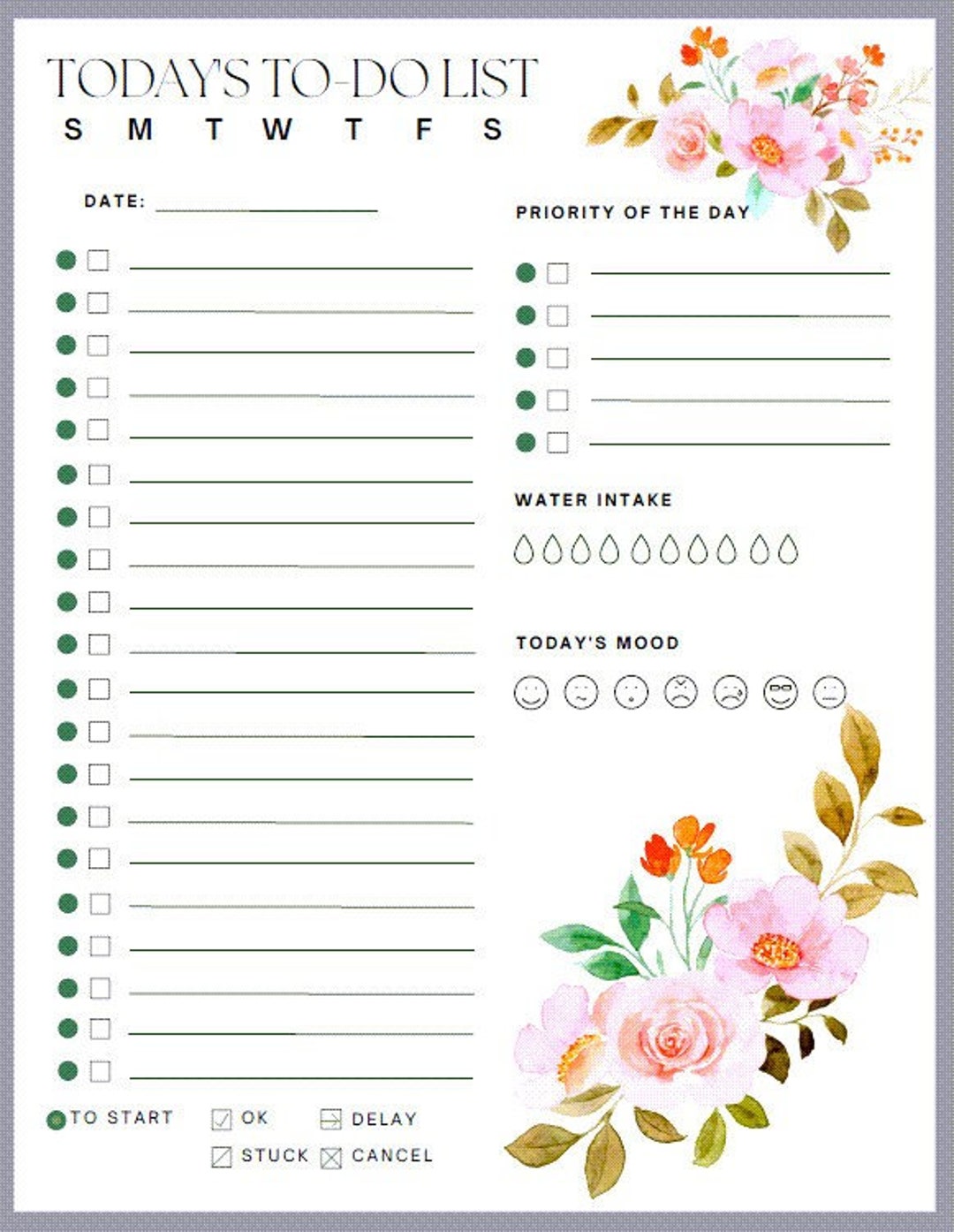 Printable to Do List PDF Planner Checklist Letter Size Task Checklist ...