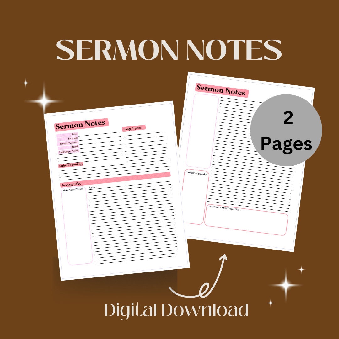 Printable Sermon Notes Sermon Summary Notes PDF 8.5x11 Templates - Etsy