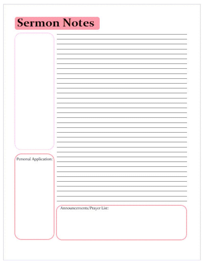 Printable Sermon Notes Sermon Summary Notes PDF 8.5x11 Templates - Etsy