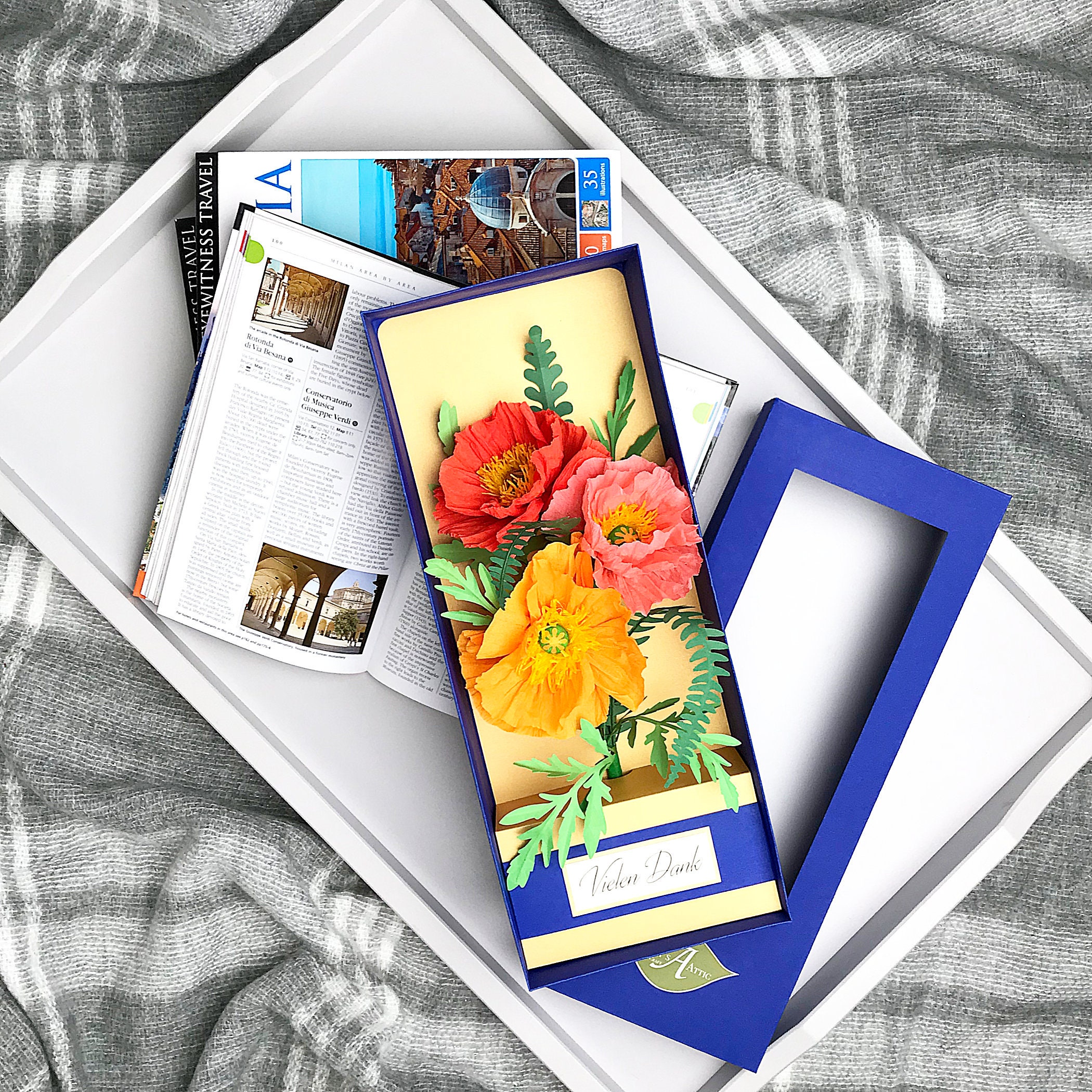 Flower Gift Box Paper Flowers Personalised Message Gift Summer Flowers ...