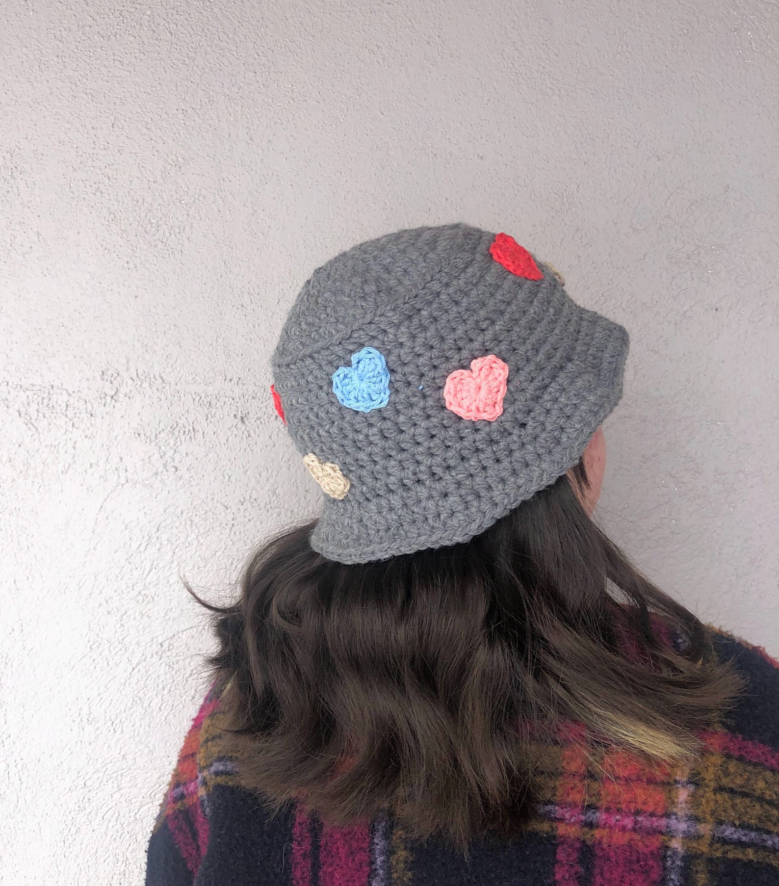 Handmade Crochet Cute Heart Bucket Hat | Cute Gift | Valentine's Gift ...