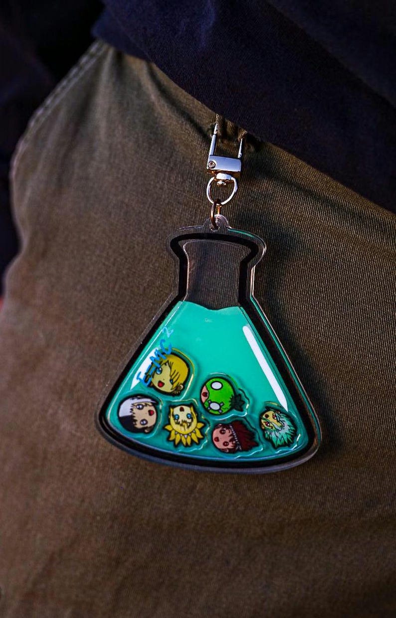 Science Stone Shaker Keychain Fanart Key Lanyard Epoxy Resin Gift ...