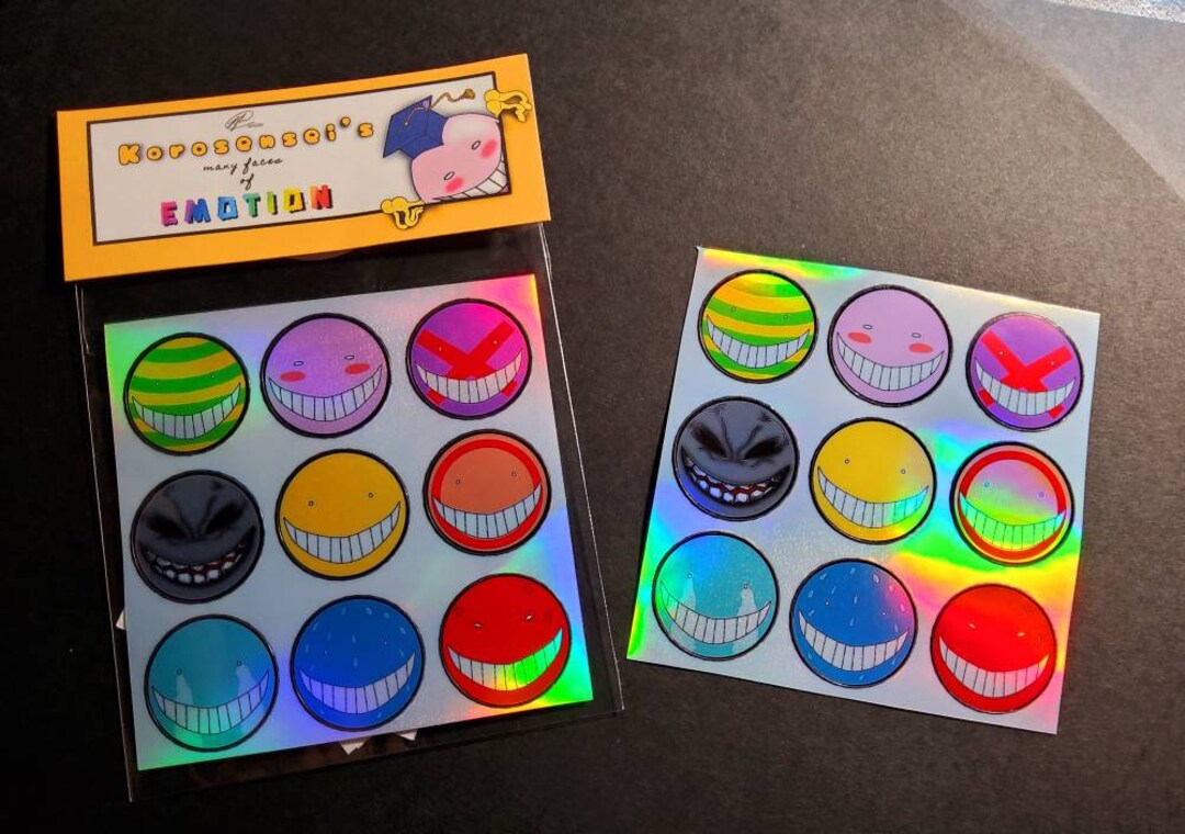 Korosensei Faces of Emotion Anime Fanart Sticker Holographic - Etsy