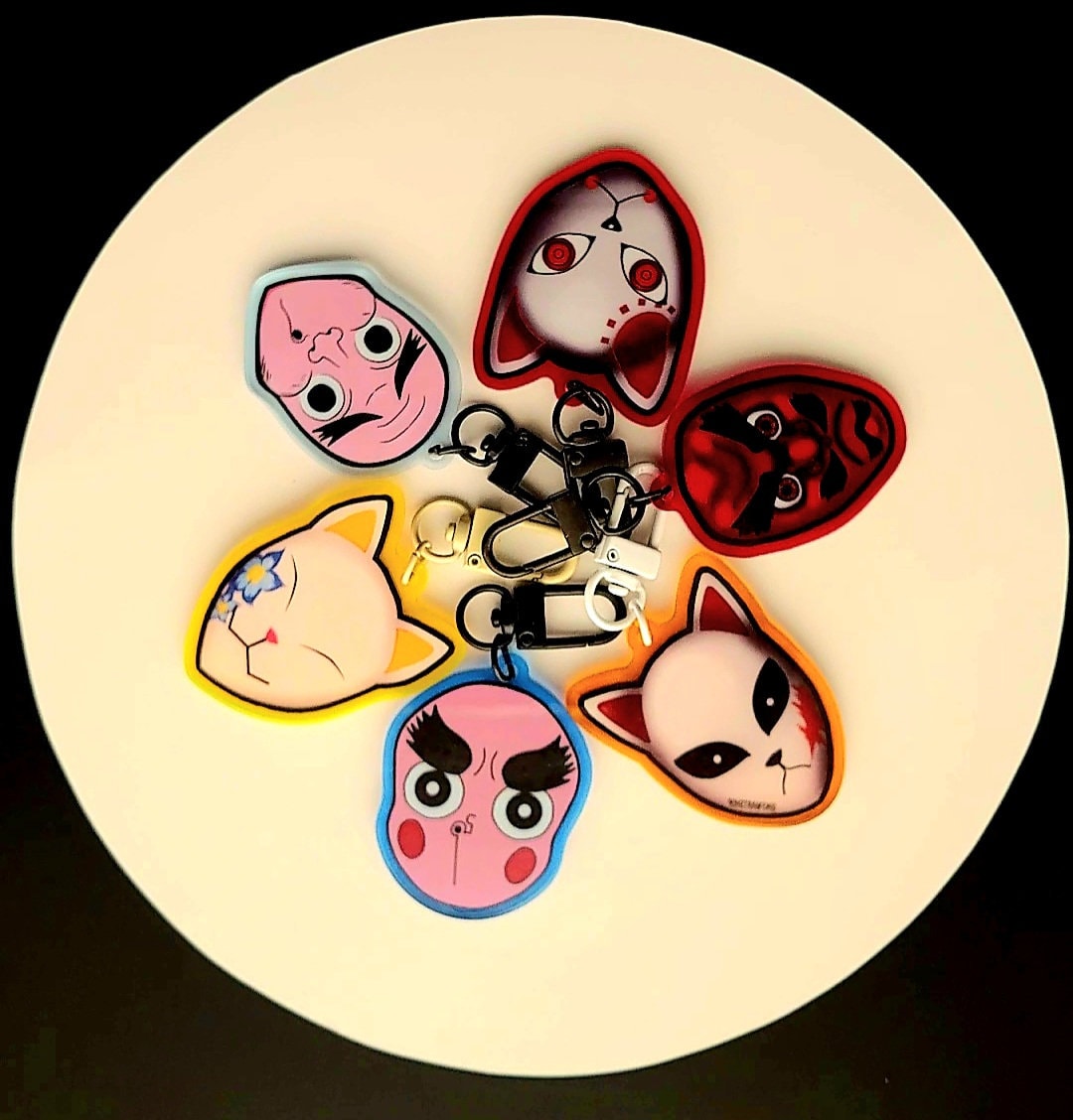 Kitsune Masks Keychain Fanart Key Lanyard Epoxy Resin Gift Acrylic Cute ...