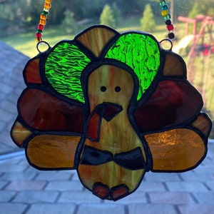 Turkey Stained Glass Sun Catcher, Thanksgiving Turkey - Etsy