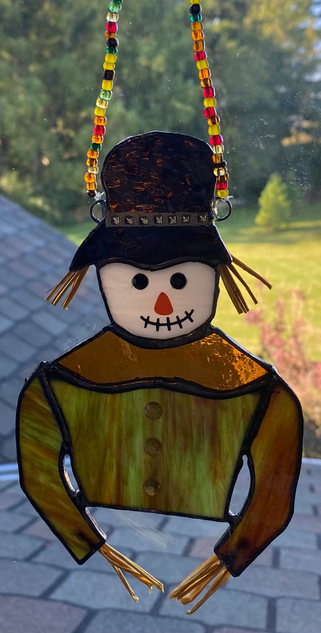 Scarecrow Stained Glass Sun Catcher - Etsy