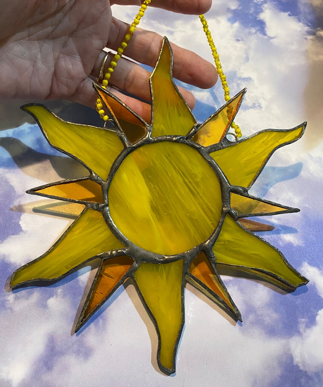 Golden Sunshine Stained Glass Sun Catcher - Etsy