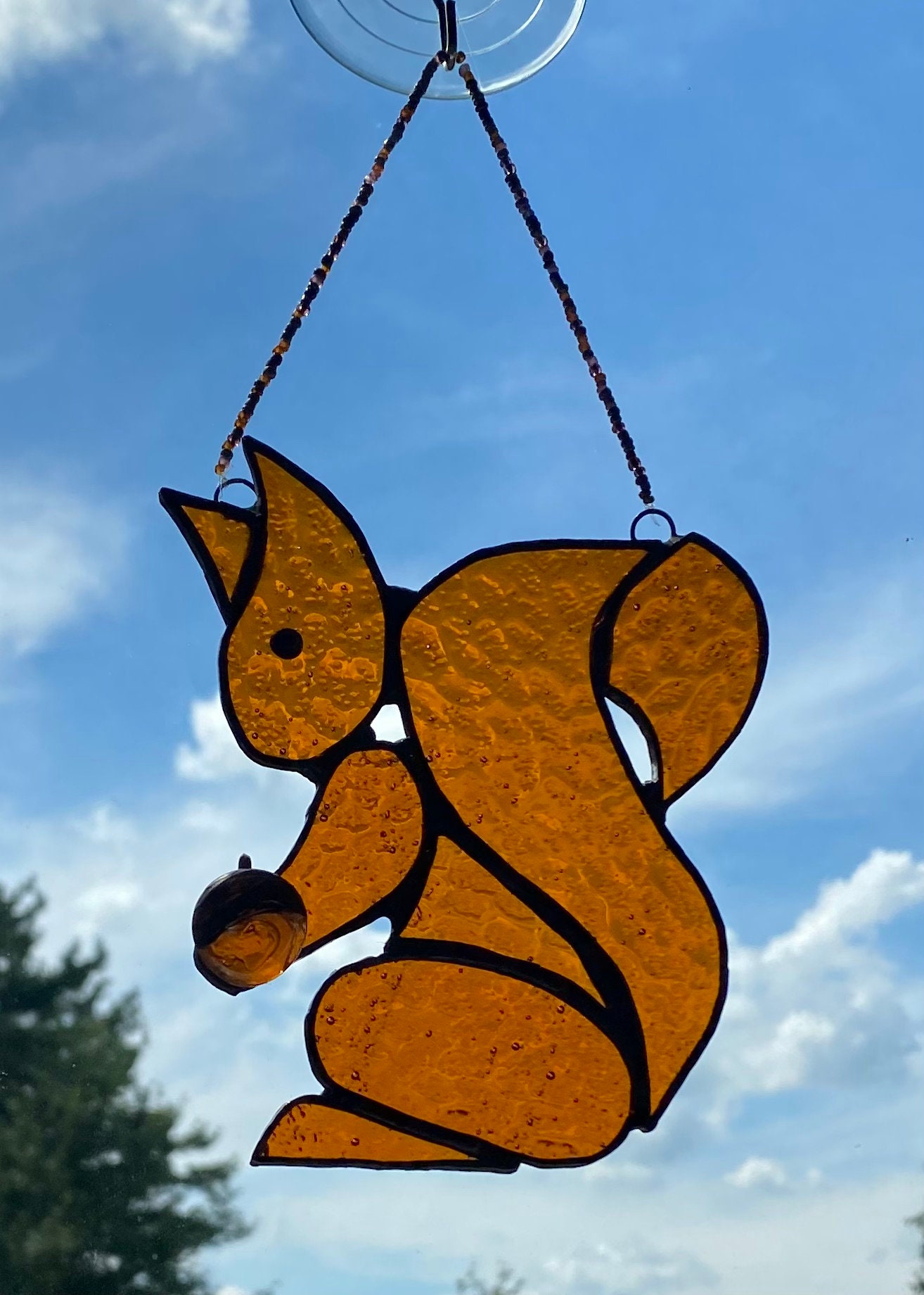 Squirrel With Acorn Stained Glass Sun Catcher - Etsy