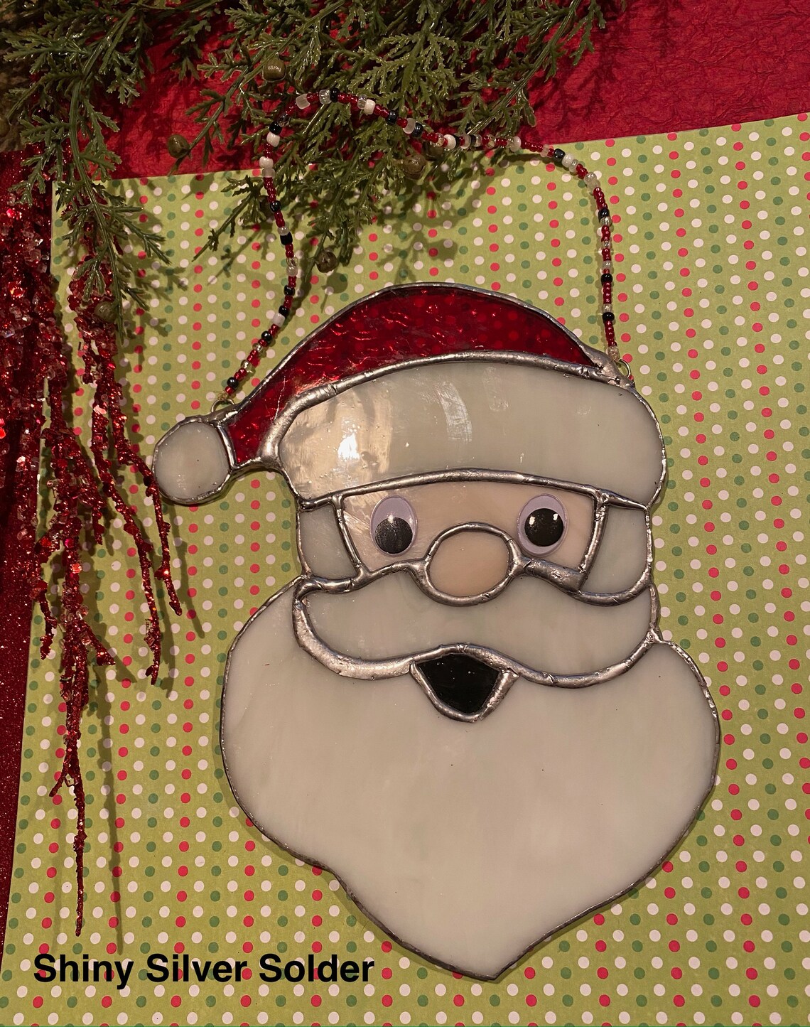 Santa Face Stained Glass Sun Catcher - Etsy