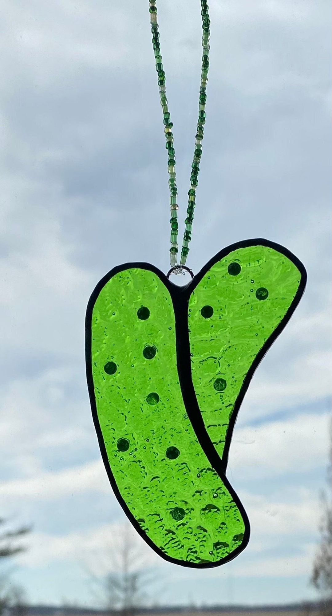 Stained Glass Green Pickle Sun Catcher - Etsy
