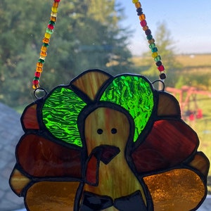 Turkey Stained Glass Sun Catcher, Thanksgiving Turkey - Etsy