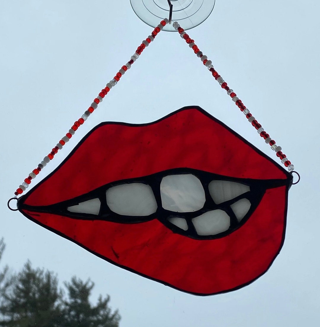 Naughty Lips/mouth and Teeth Stained Glass Sun Catcher - Etsy