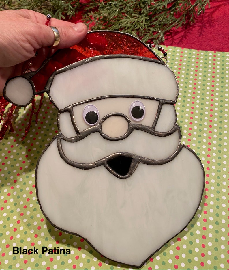 Santa Face Stained Glass Sun Catcher - Etsy