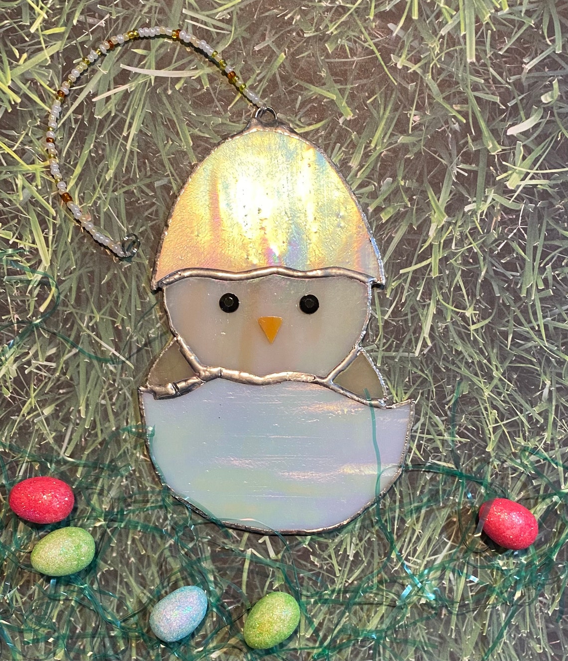 Chick Hatching From Egg Stained Glass Sun Catcher for Easter | Etsy