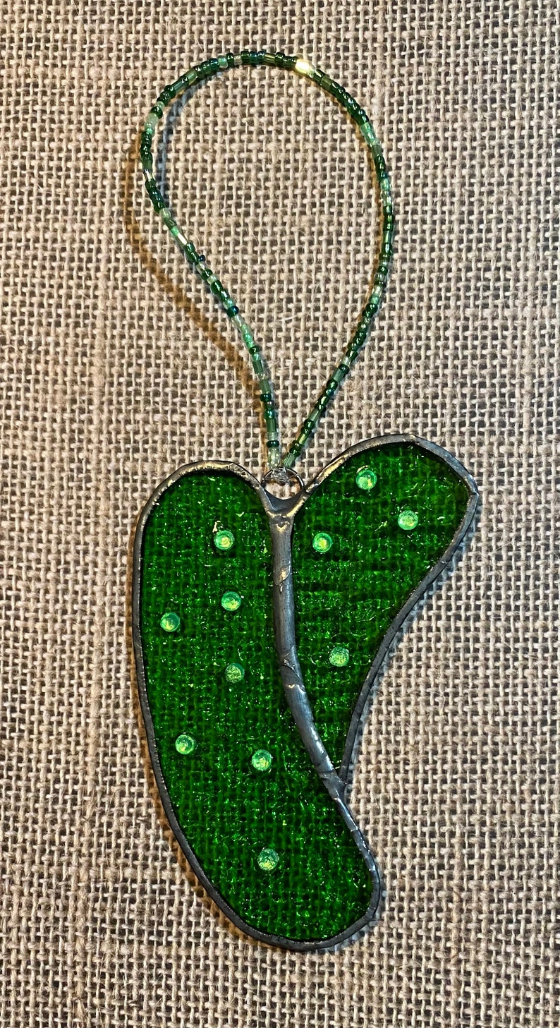 Stained Glass Green Pickle Sun Catcher - Etsy