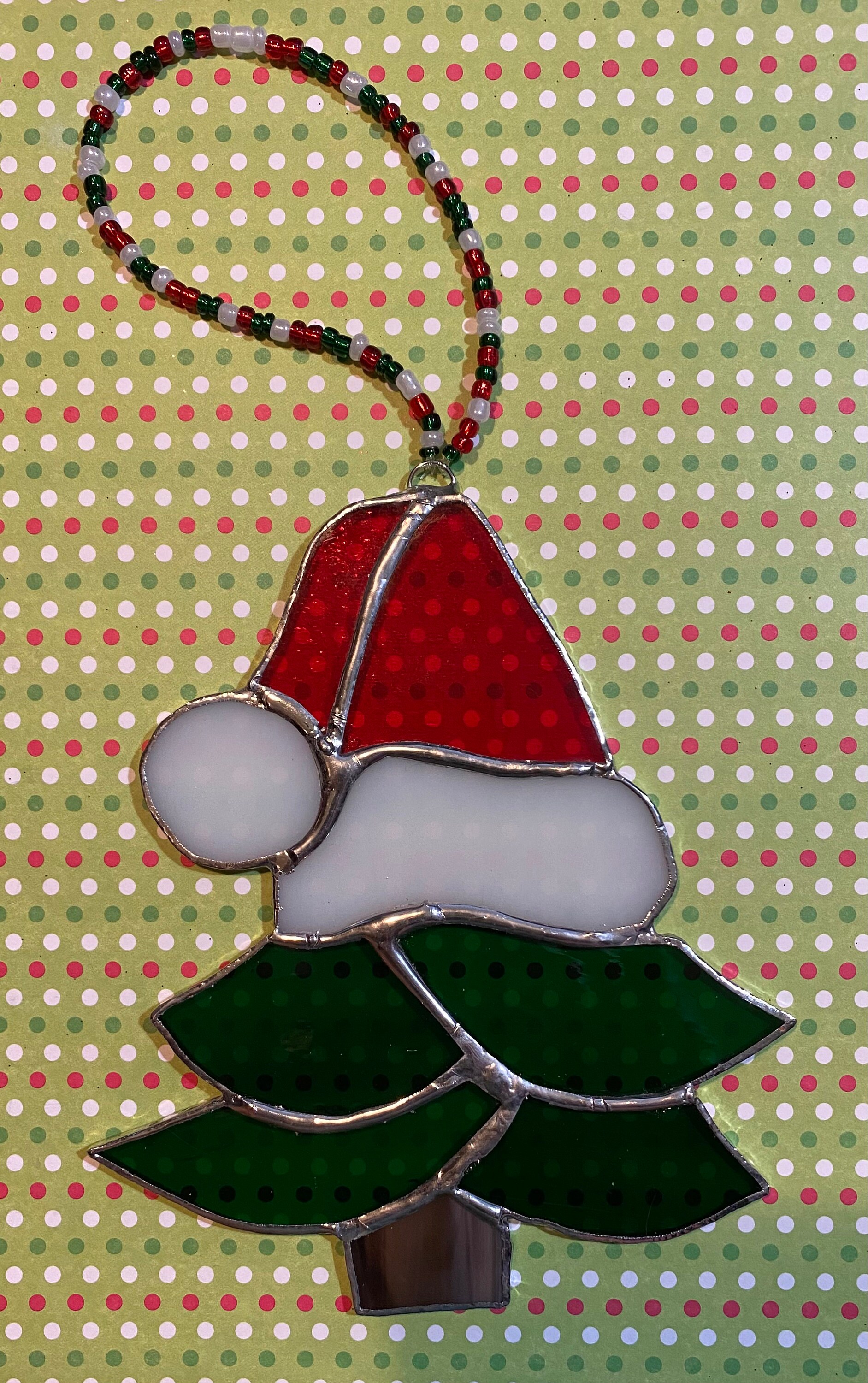 Santa Christmas Tree Stained Glass Sun Catcher - Etsy