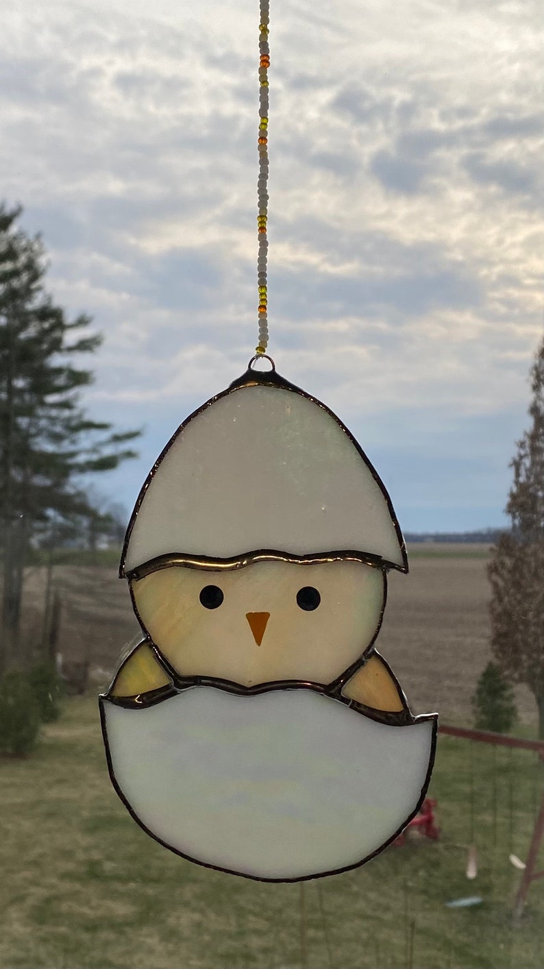 Chick Hatching From Egg Stained Glass Sun Catcher for Easter - Etsy