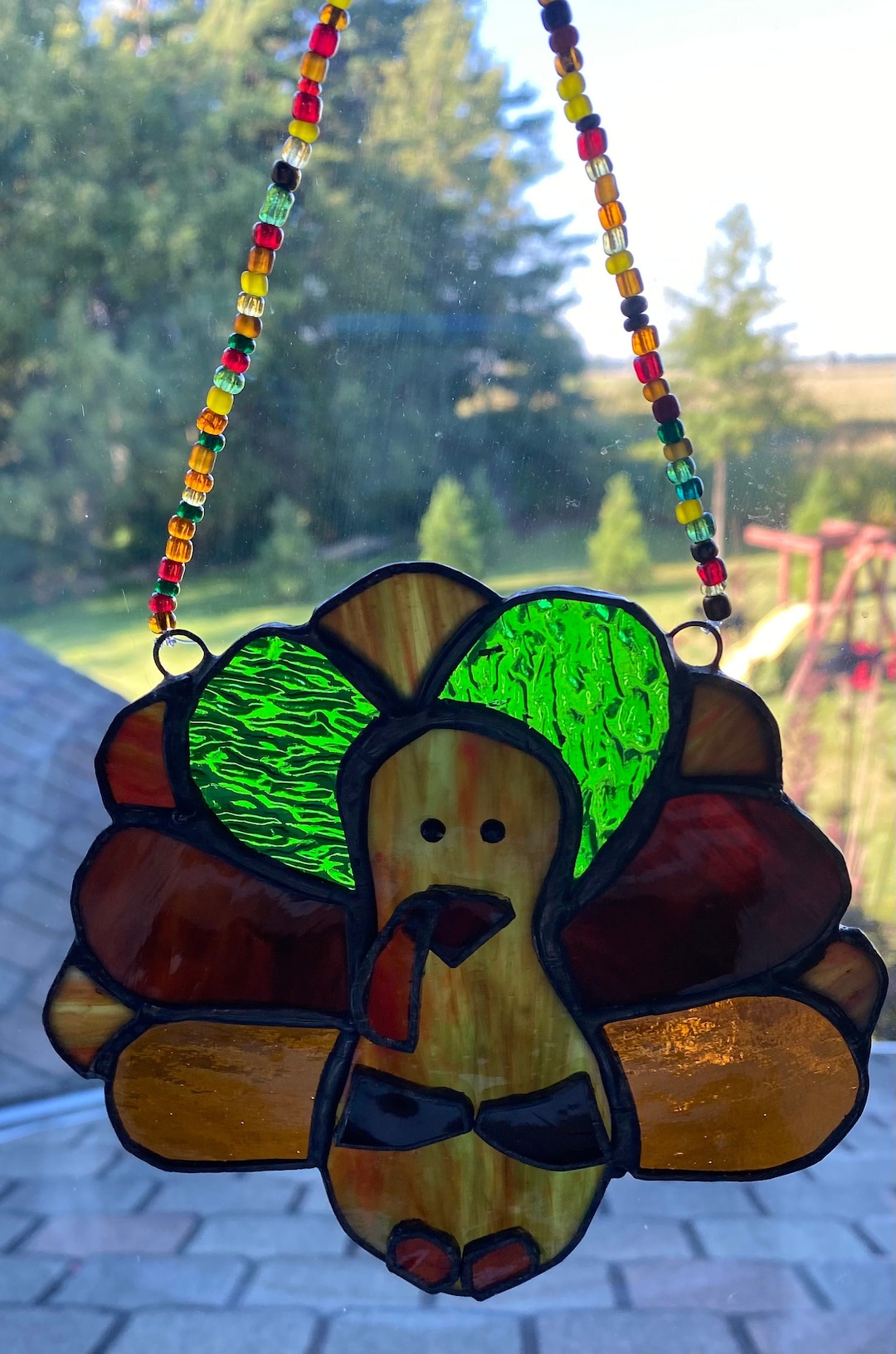 Turkey Stained Glass Sun Catcher, Thanksgiving Turkey - Etsy