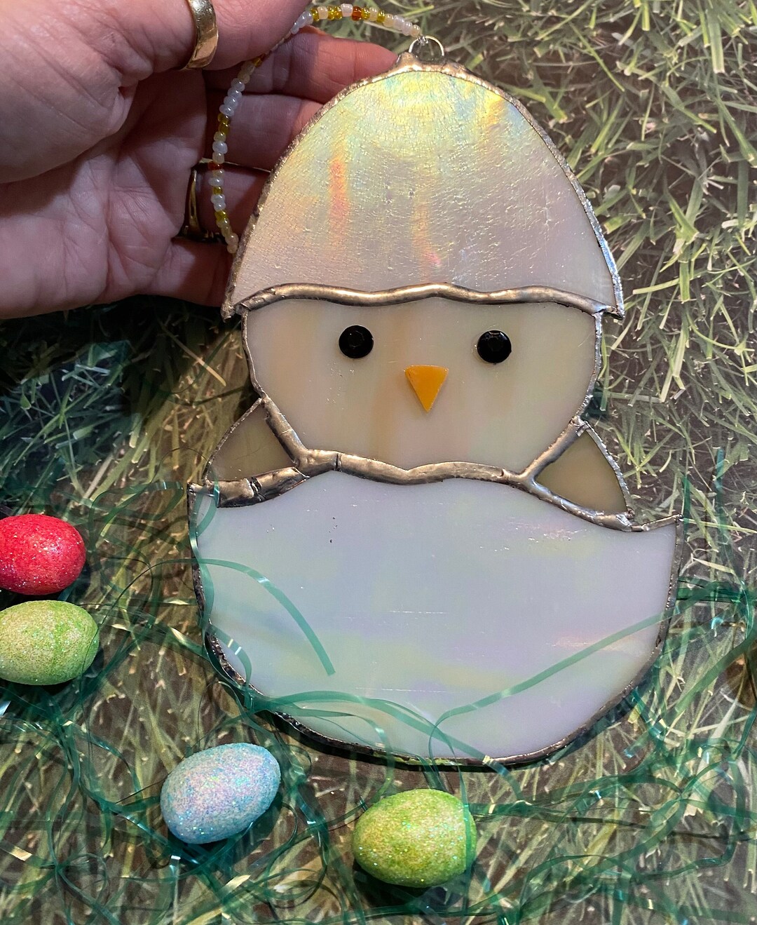 Chick Hatching From Egg Stained Glass Sun Catcher for Easter and Spring ...