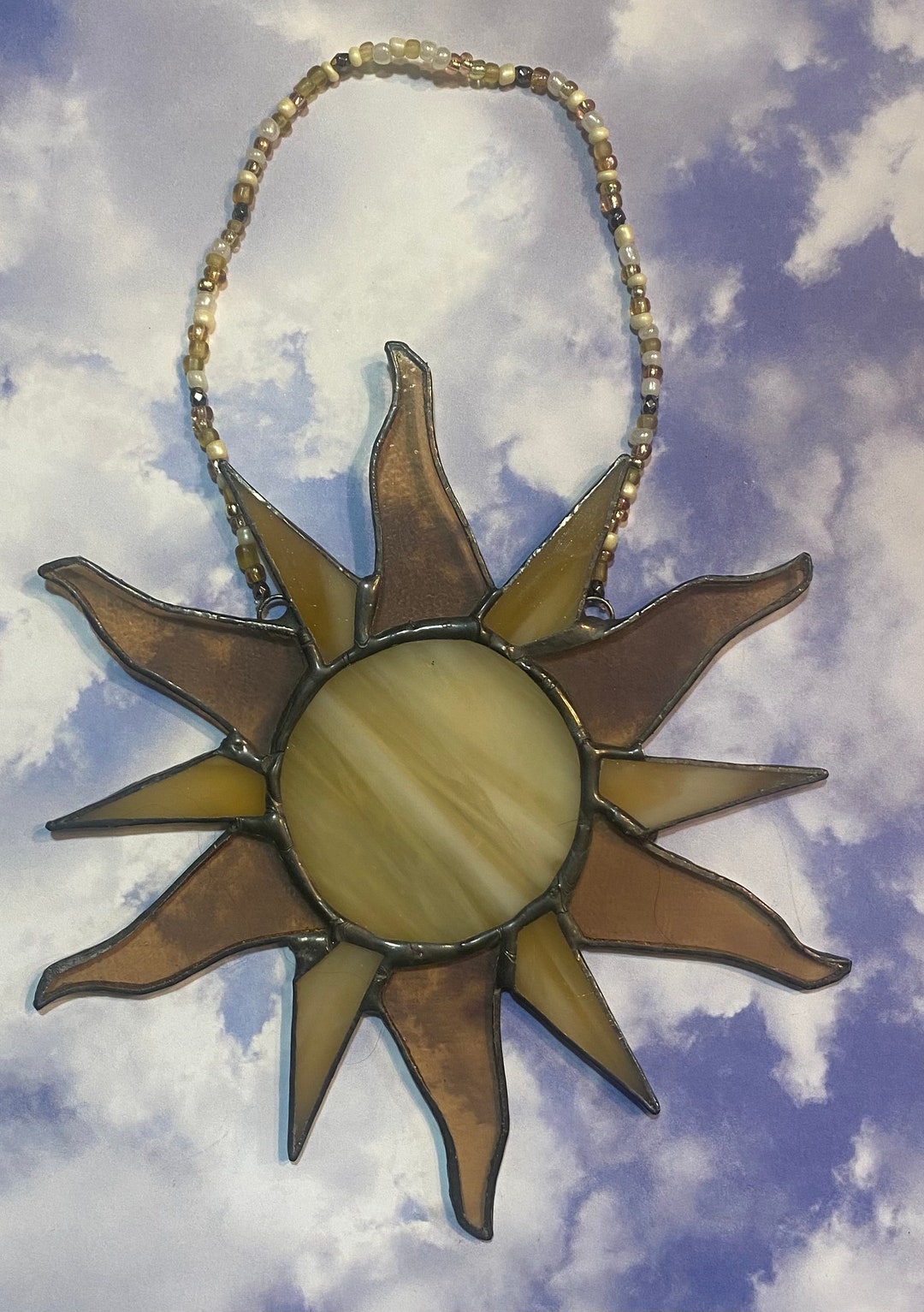 Golden Sunshine Stained Glass Sun Catcher - Etsy