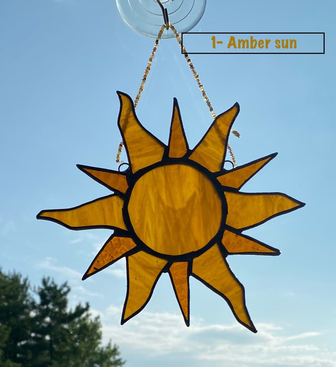 Golden Sunshine Stained Glass Sun Catcher - Etsy
