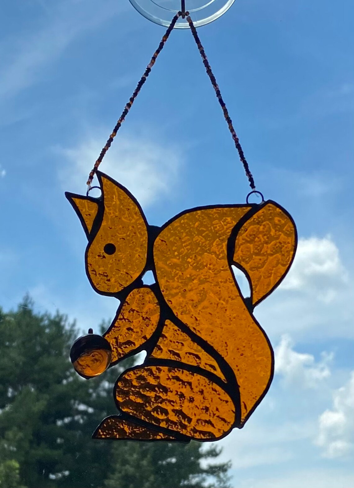 Squirrel With Acorn Stained Glass Sun Catcher - Etsy
