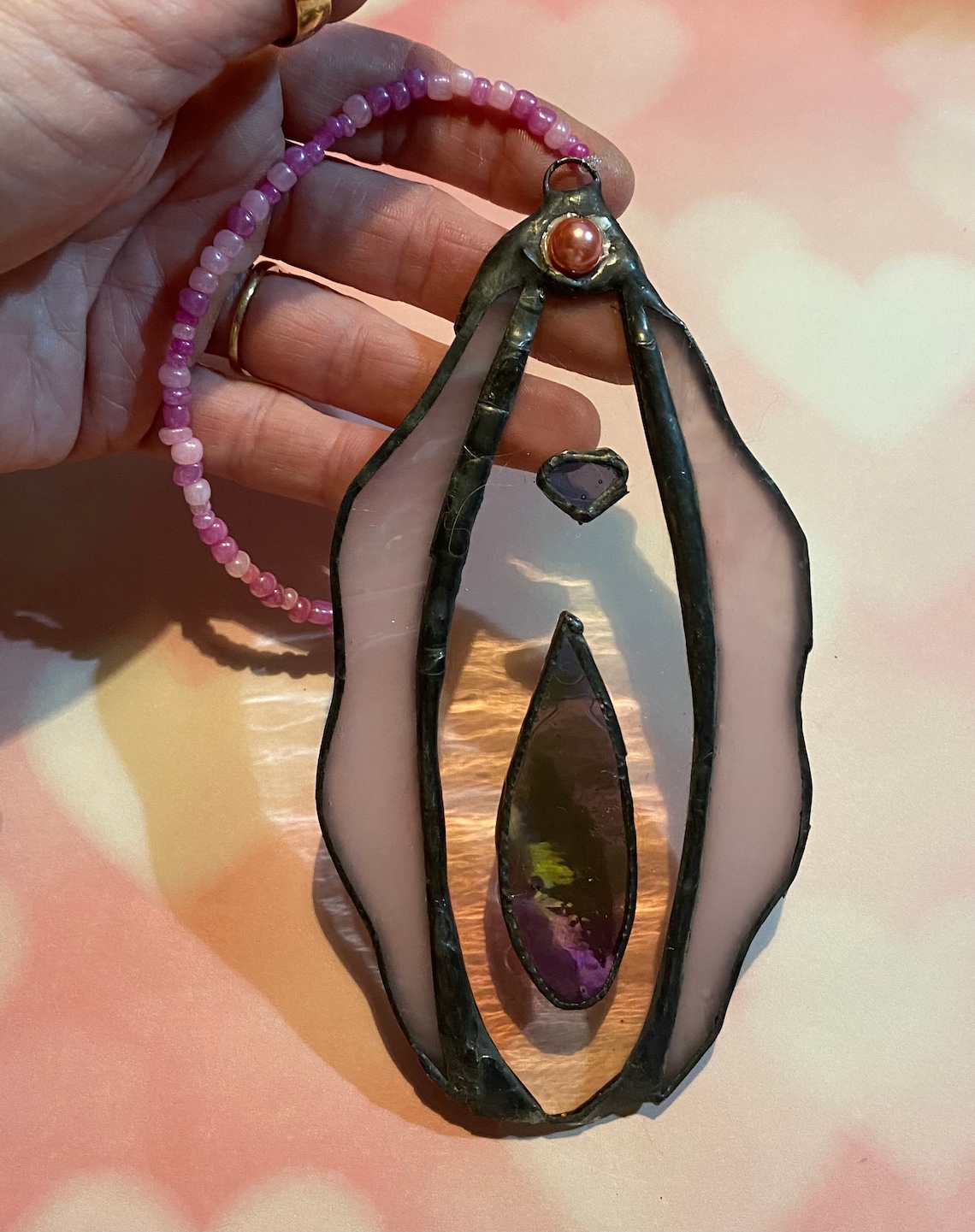 Vulva Pink Stained Glass Sun Catcher Yoni Etsy