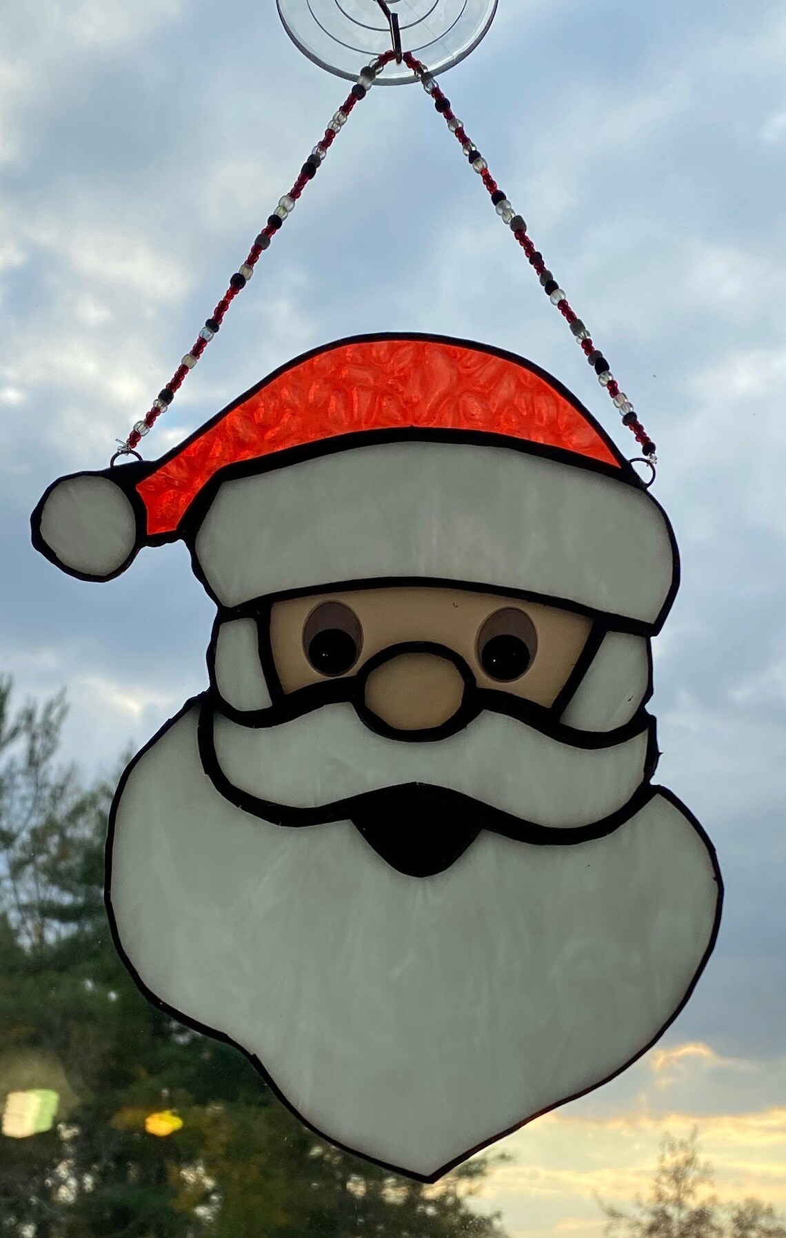 Santa Face Stained Glass Sun Catcher - Etsy