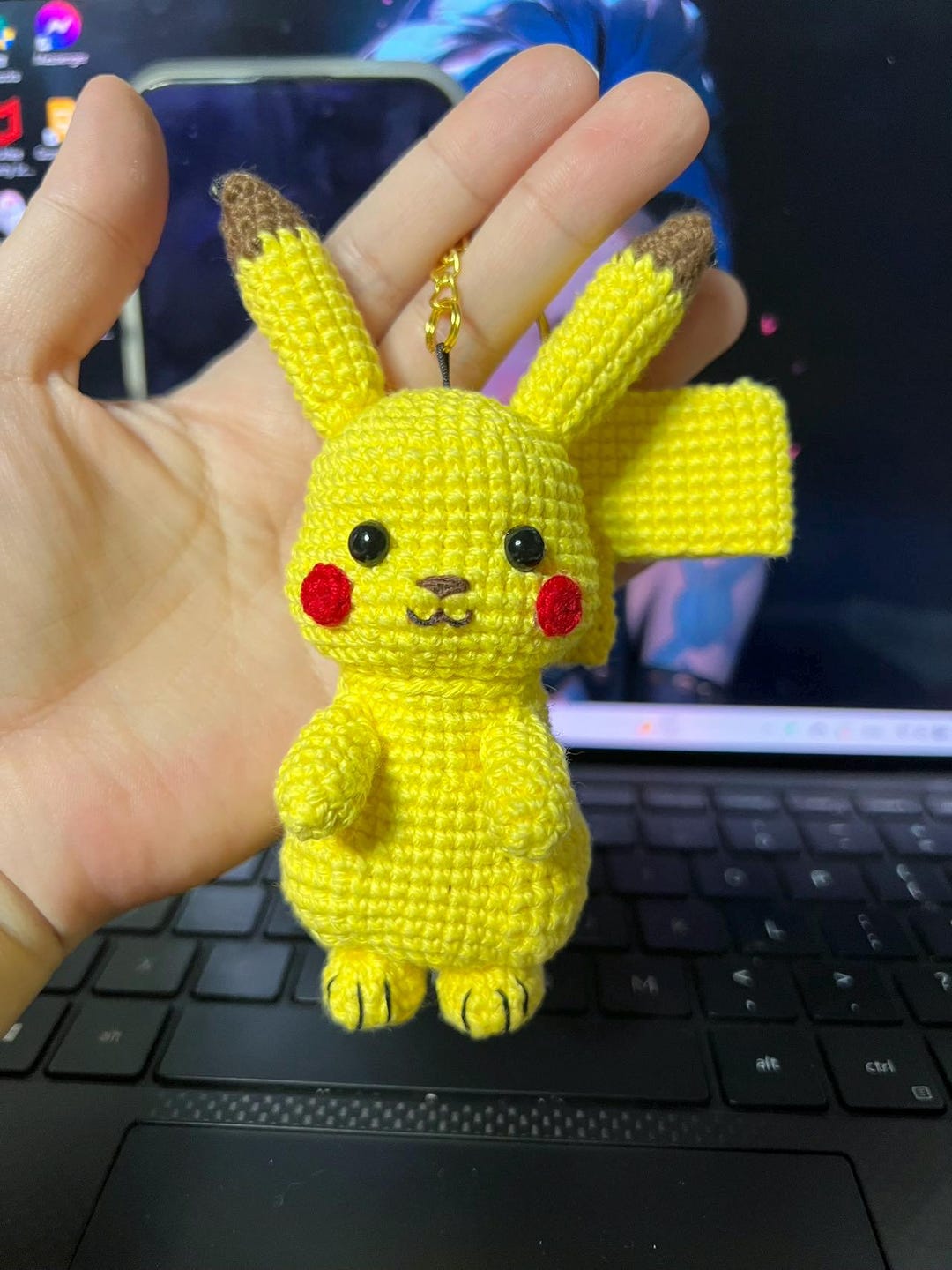 Pikachu Key Chain/charm. Crochet. Pokemon - Etsy