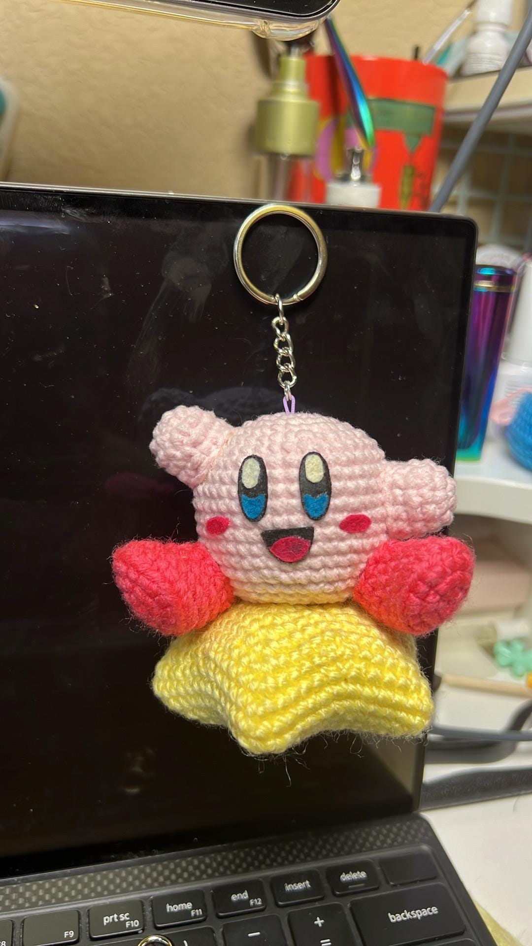 Kirby Key Chain/charm. Crochet. Pokemon. Kirby in a Star - Etsy