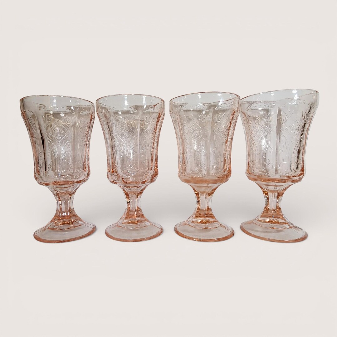Vintage Pink Indiana Glass Goblet: Recollection Madrid Pattern - Set of ...