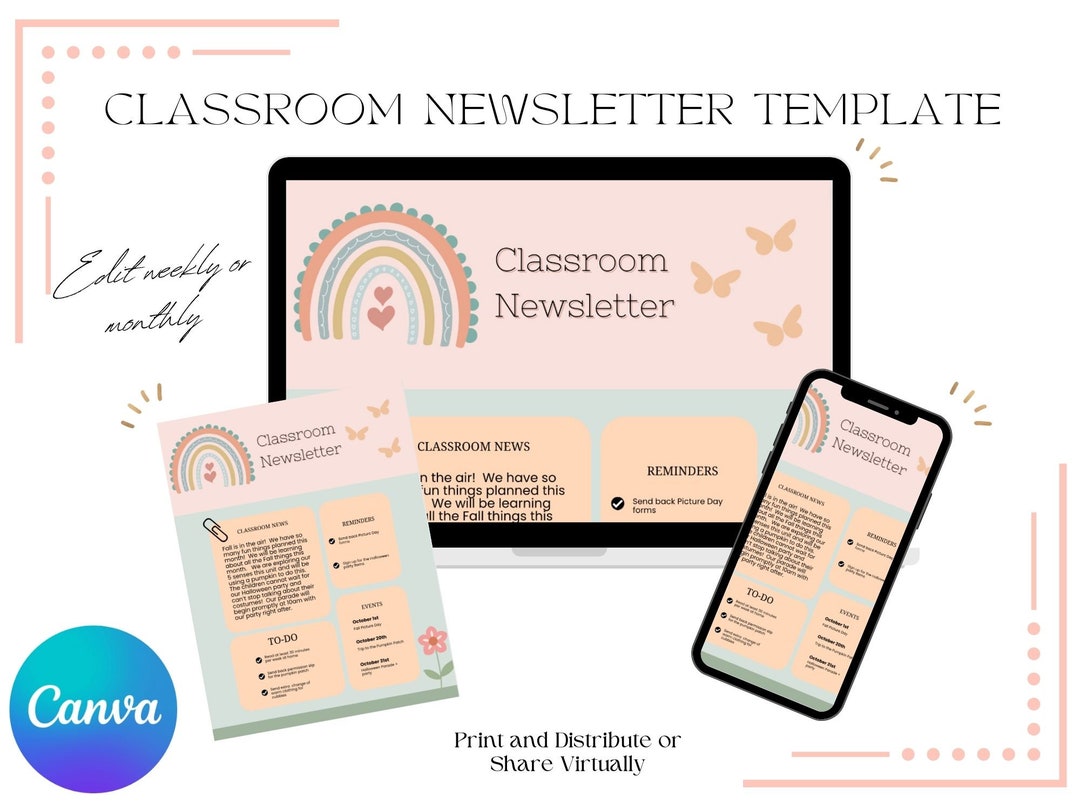 Editable Classroom Newsletter - Etsy