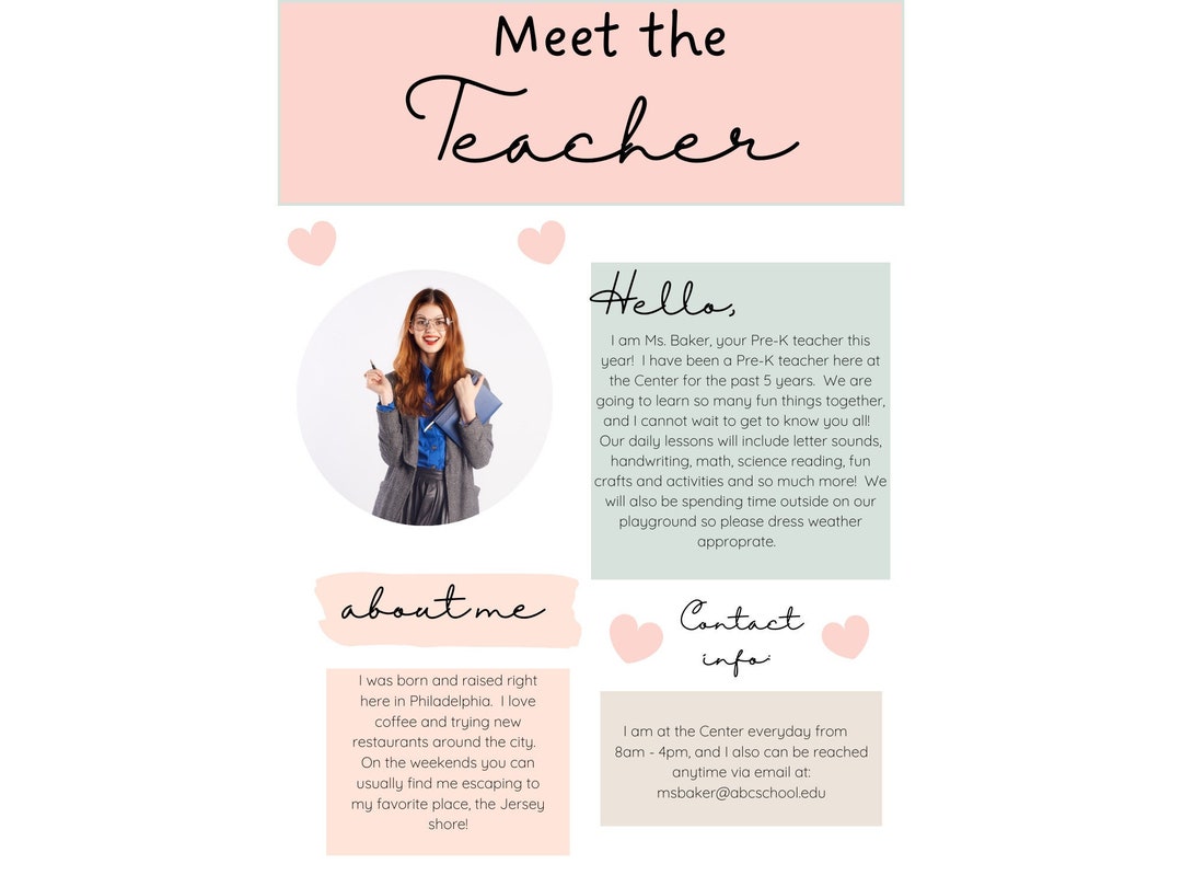Meet the Teacher Template, Fully Editable in Canva. Back to Teacher ...