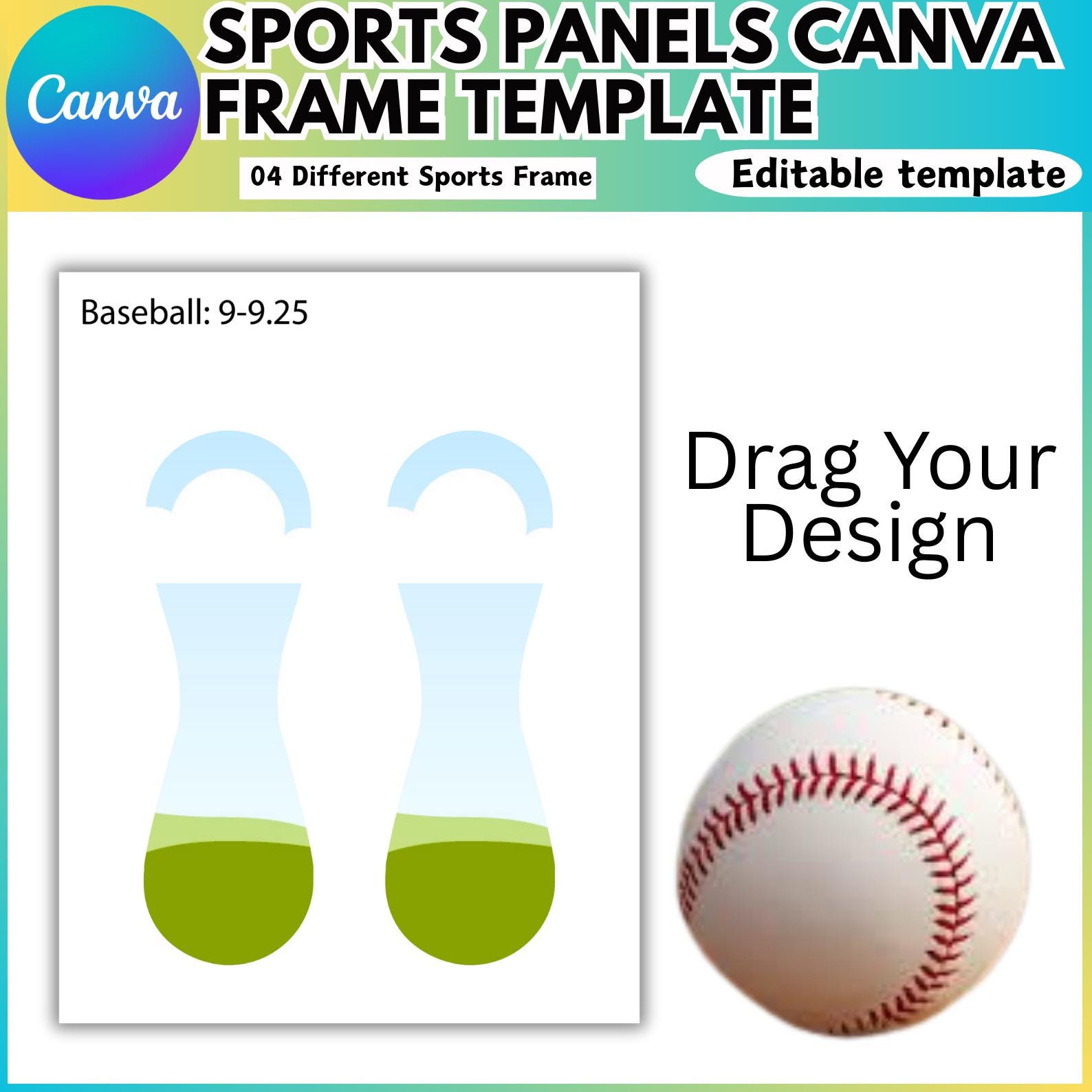 Sports Panel Canva Editable Template Bundle, Baseball, Softball ...