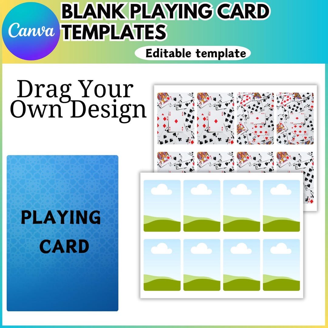Blank Playing Card Canva Editable Template, Poker Card Template, DIY ...