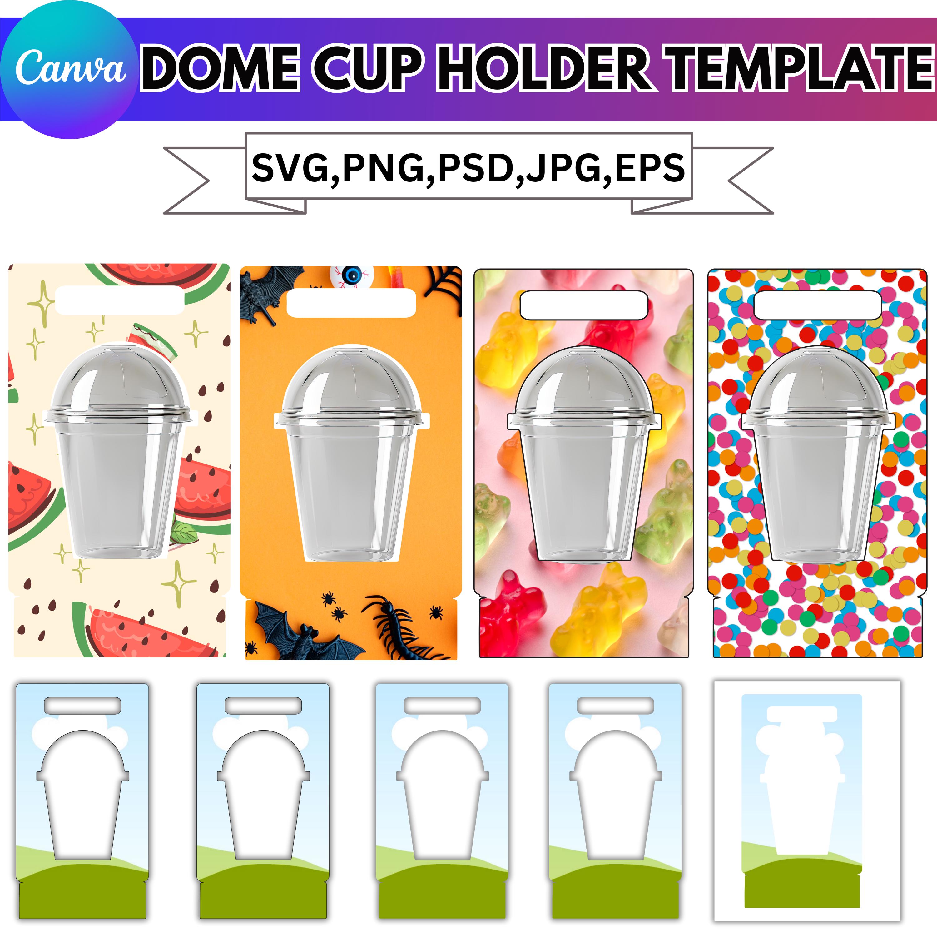 Dome Cup Holder Canva Editable Template, 12oz–16oz Cup Holder Design ...