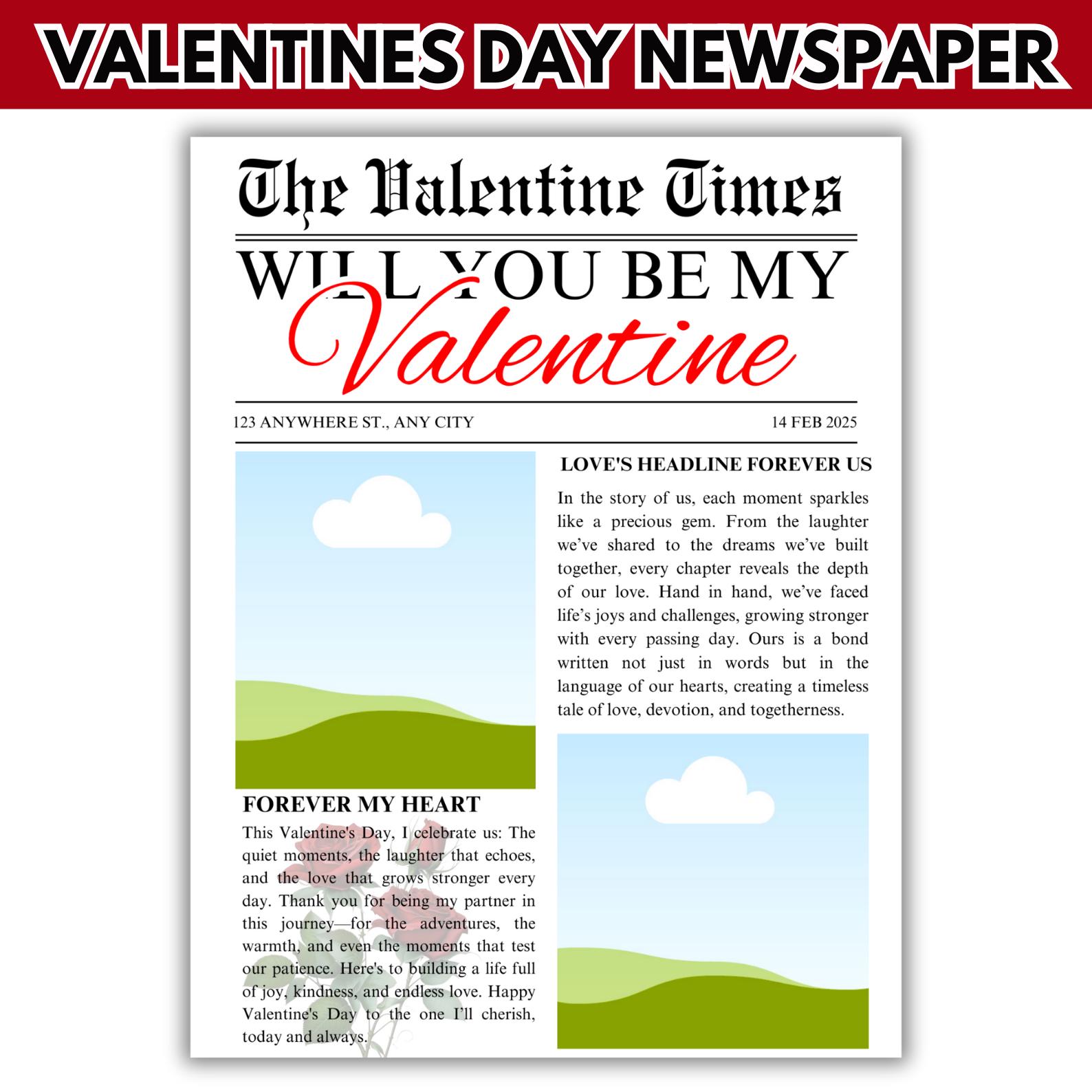 Valentines Cupid Post Newspaper Canva Editable Template, Custom ...